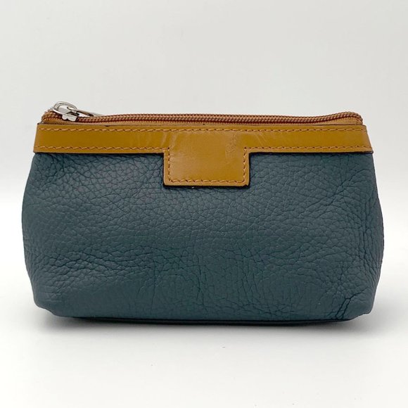 Bags | Pebbled Leather Coin Purse Blue Grey | Poshmark